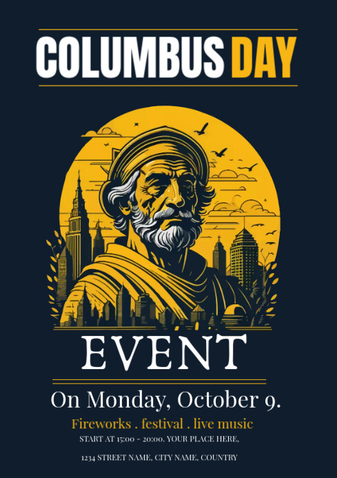 Columbus Day Event Flyer Template | PosterMyWall