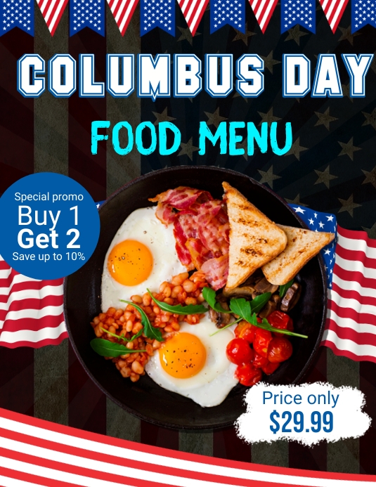 Copy of Columbus Day Food Menu | PosterMyWall