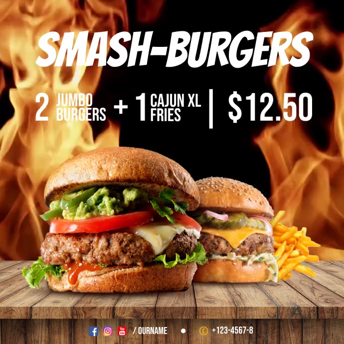 Combo Hamburger Social Media Bar Ad Template | PosterMyWall