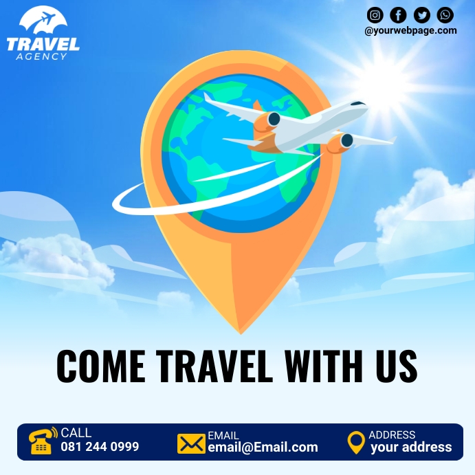 Come Travel With Us Design Template | PosterMyWall
