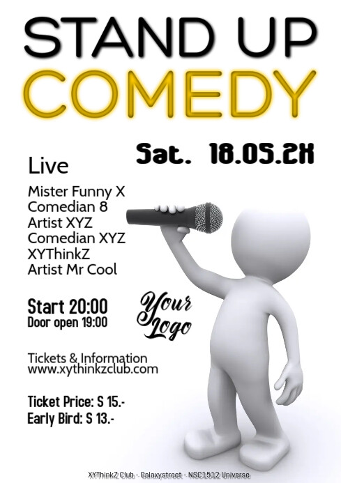Copy of Comedy Event Flyer Poster Template Microphone funny | PosterMyWall