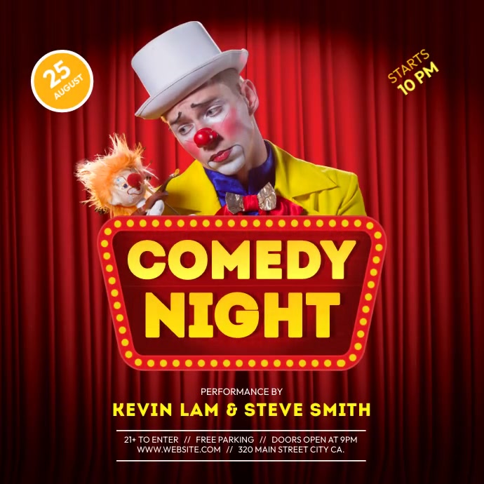 Comedy Night Flyer, Comedy Instagram Post Template | PosterMyWall