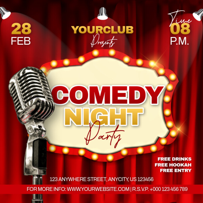 Comedy Night Party Event Poster Flyer Template | PosterMyWall