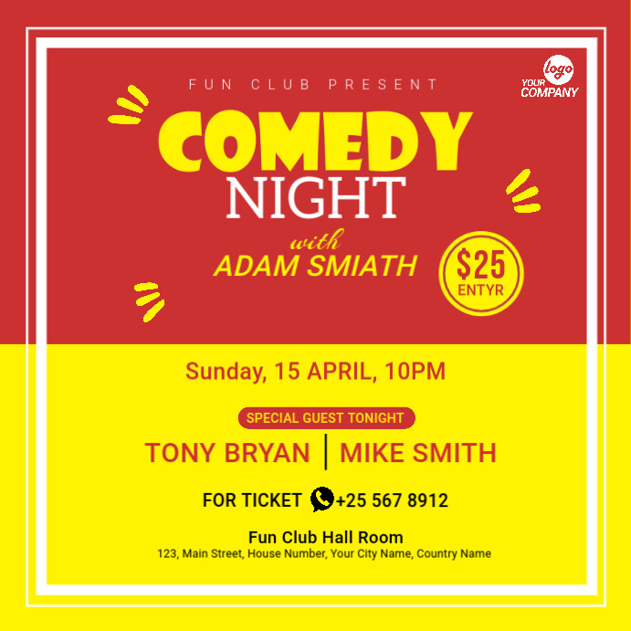 Comedy Nigth Party Template | PosterMyWall