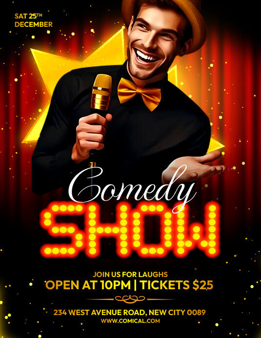 Comedy show event flyer template | PosterMyWall