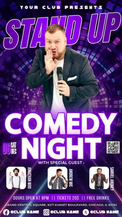 Comedy Stand Up Show Digital Display (9:16) Template | PosterMyWall