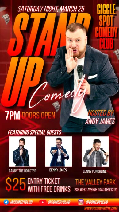 Comedy Stand Up Show Digital Display (9:16) Template | PosterMyWall