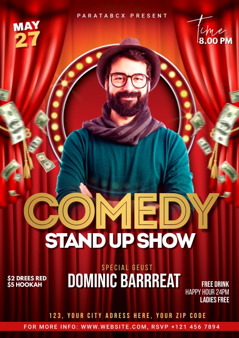 Comedy Stand up show flyer Template | PosterMyWall