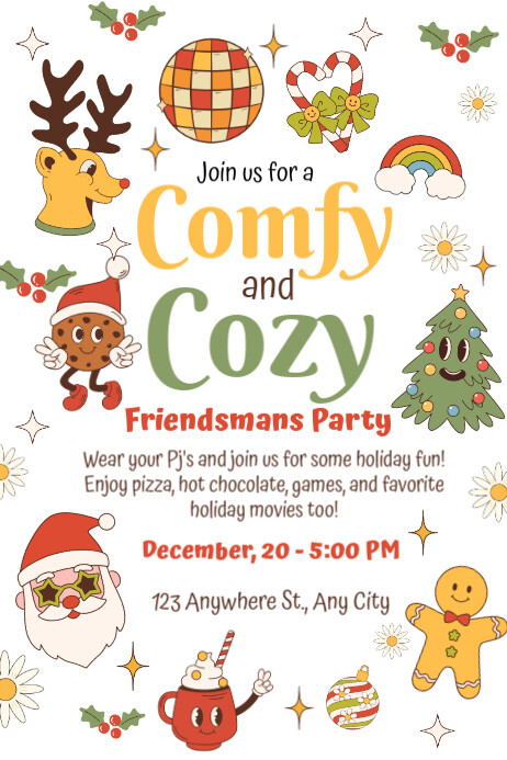 Copy of Comfy and Cozy Friendmas Party Invitation | PosterMyWall