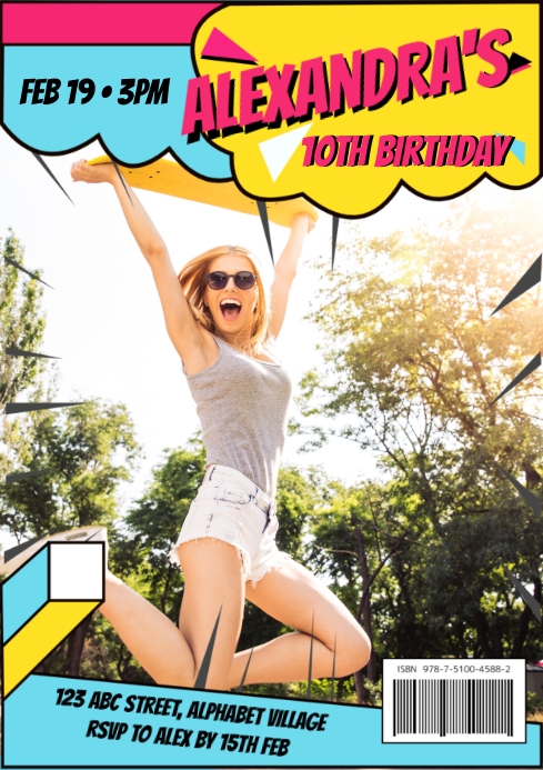 Comic Book Birthday Invitation Template | PosterMyWall