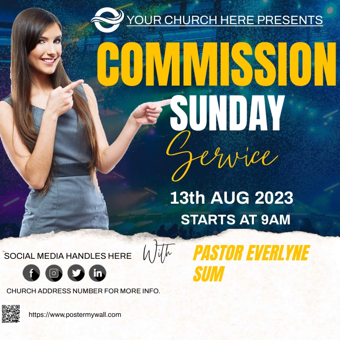 Plantilla de commission sunday service | PosterMyWall