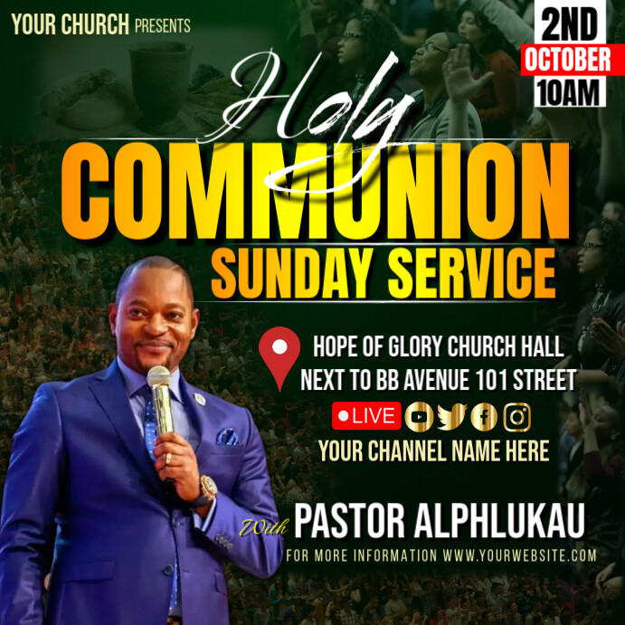 communion service, Holy Communion, church, Template | PosterMyWall