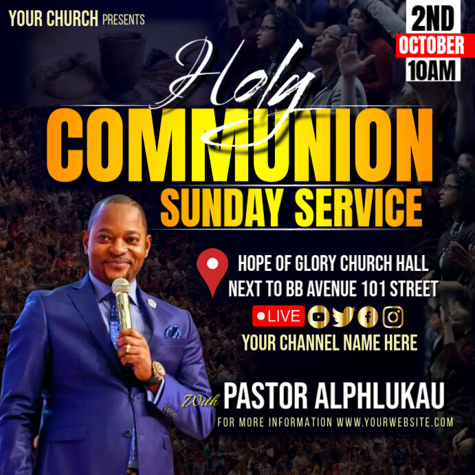 communion service, Holy Communion, church, Template | PosterMyWall