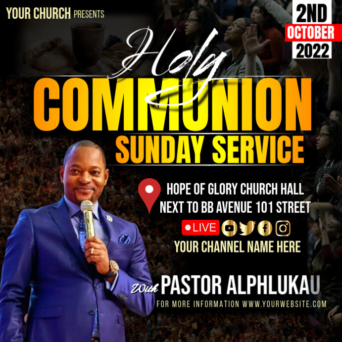 communion service, Holy Communion, church, Template | PosterMyWall