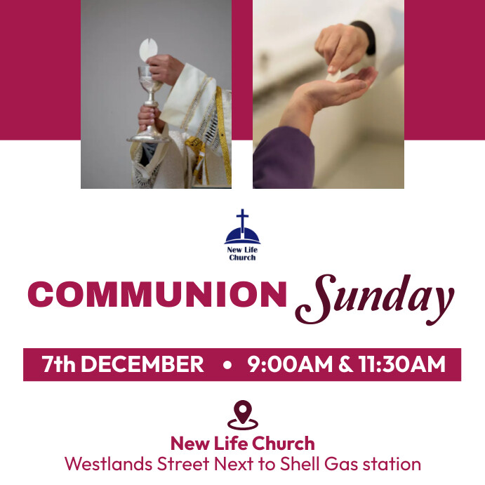 Communion Sunday church flyer template | PosterMyWall