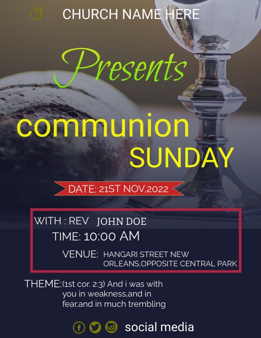 communion sunday Template | PosterMyWall