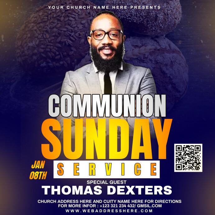 communion sunday service Template | PosterMyWall