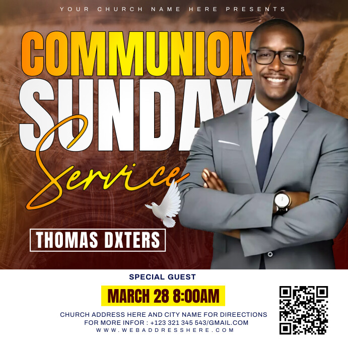 Modèle communion sunday service | PosterMyWall