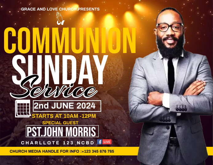 Communion Sunday service Template | PosterMyWall