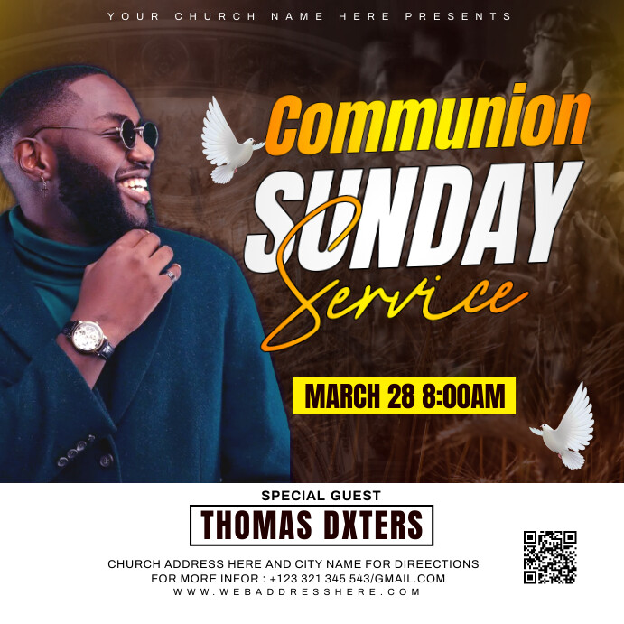 Communion Sunday service Template | PosterMyWall