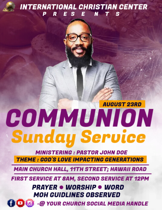 communion sunday service Template | PosterMyWall