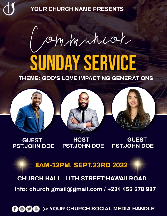 communion sunday service Template | PosterMyWall