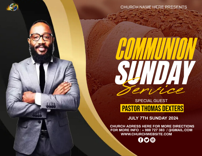 Communion Sunday service Templat | PosterMyWall