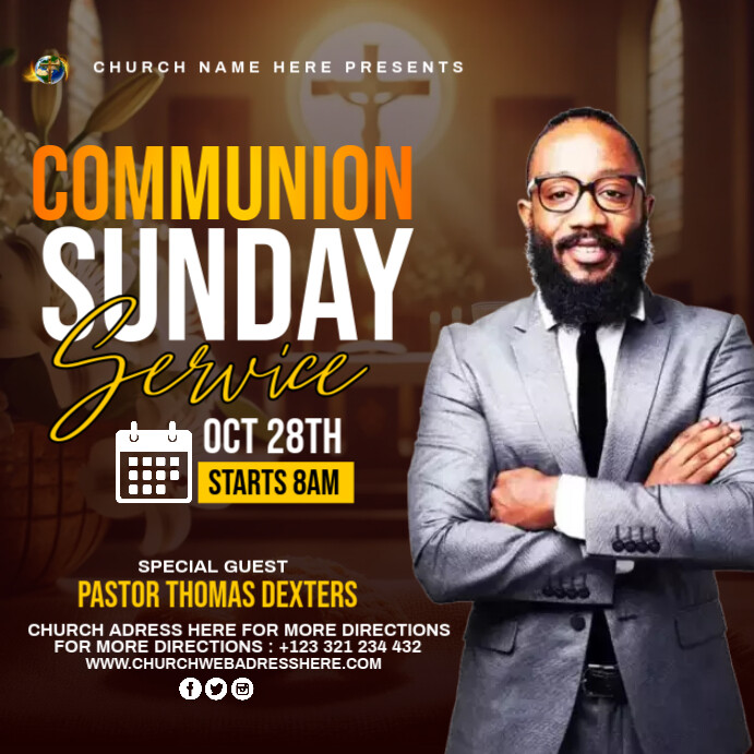 Communion Sunday service Template | PosterMyWall