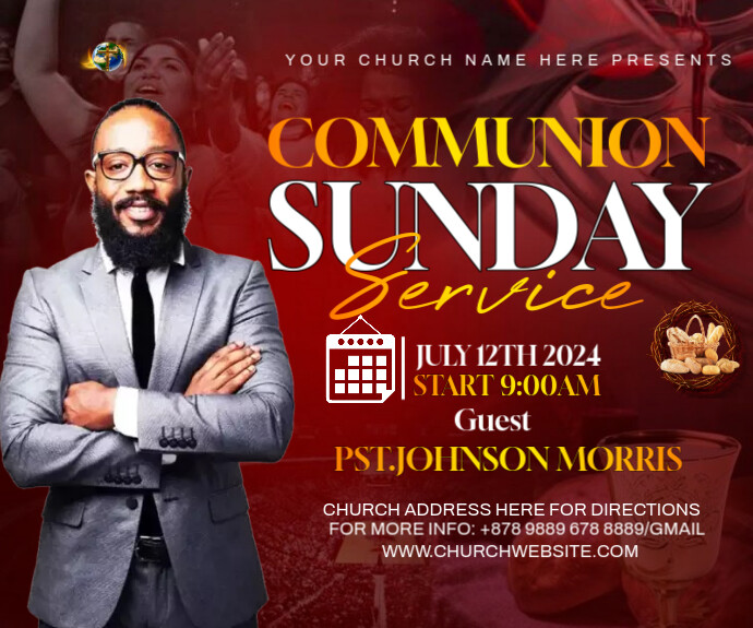 Communion Sunday service Template | PosterMyWall
