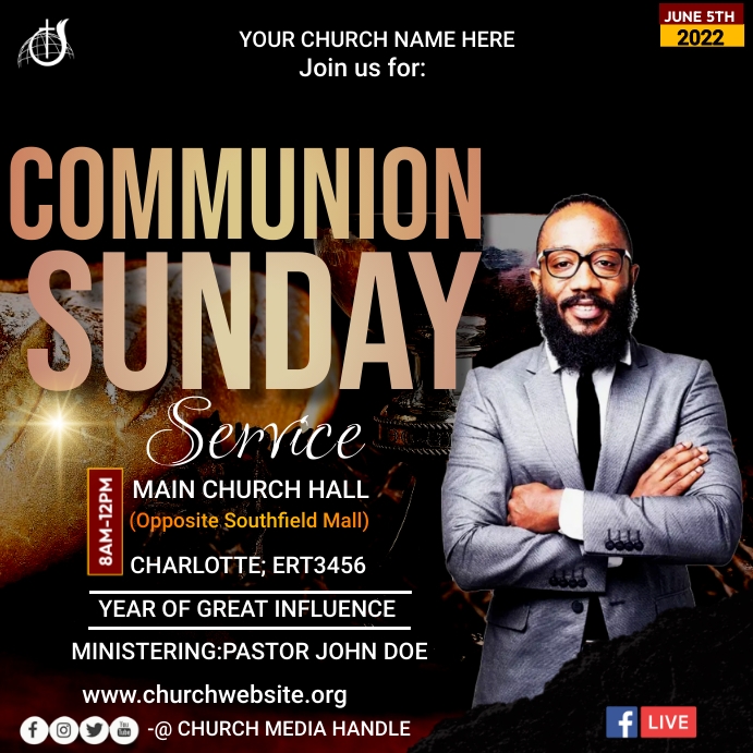 communion sunday service Template | PosterMyWall