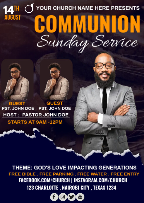communion sunday service Template | PosterMyWall