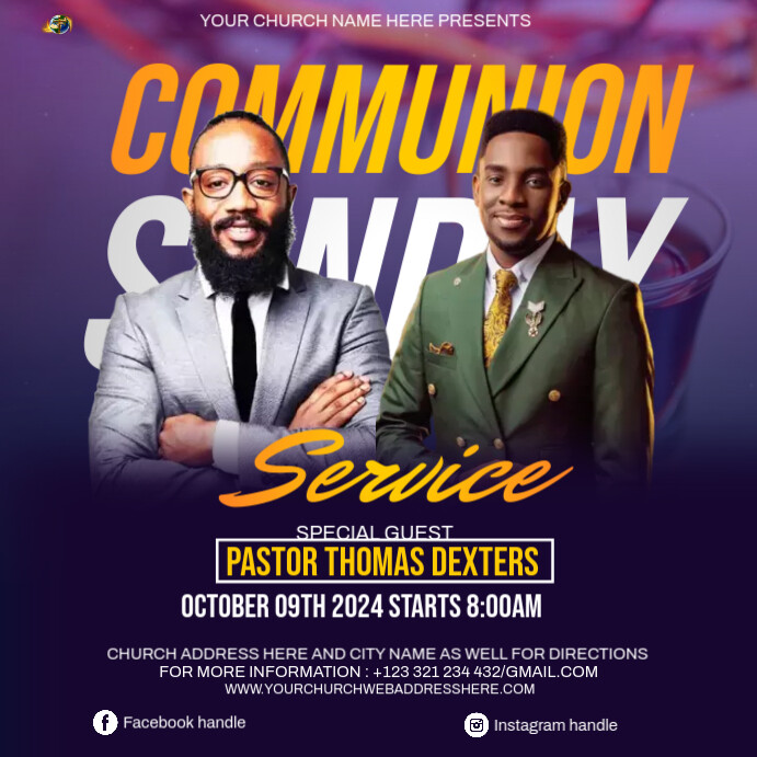 Communion Sunday service Template | PosterMyWall