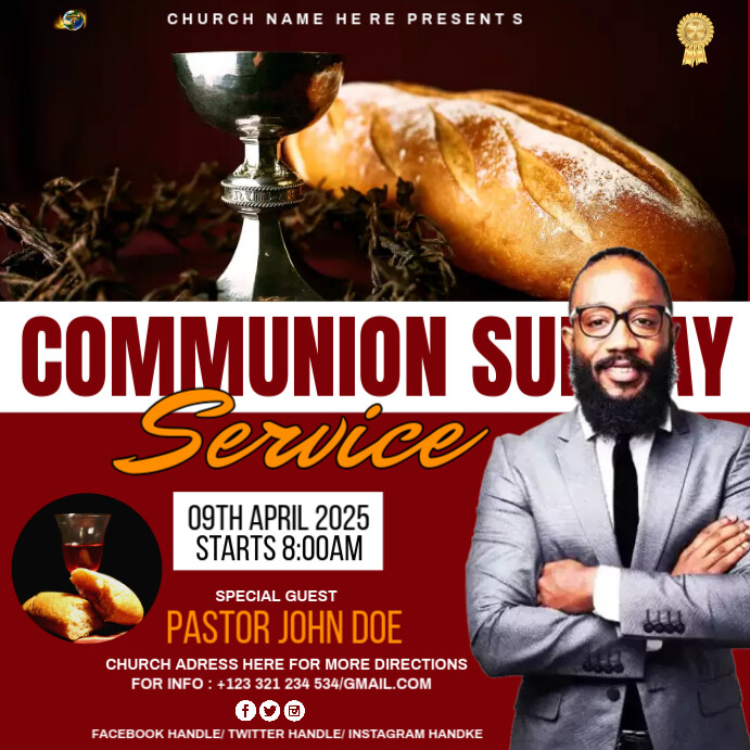 Communion Sunday service Template | PosterMyWall
