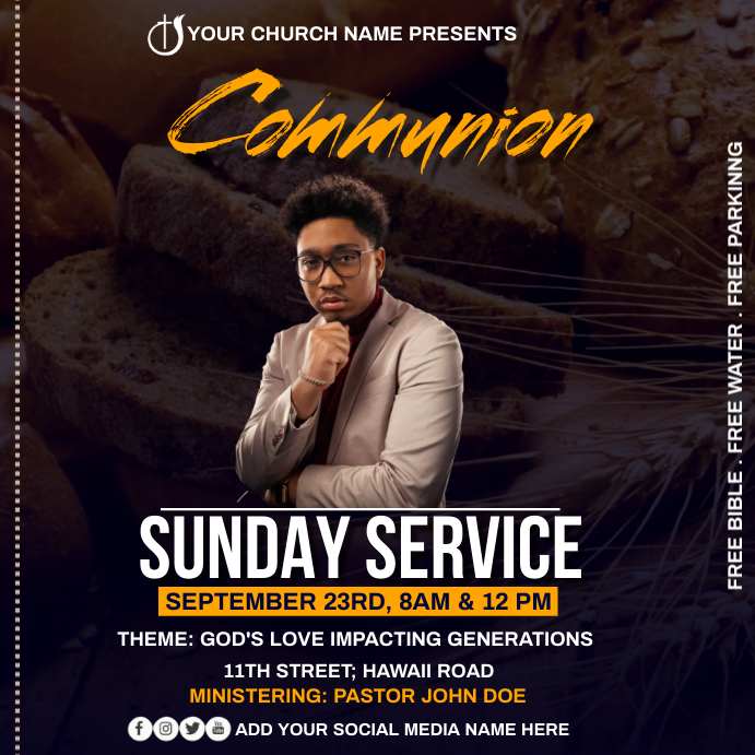 communion sunday service Template | PosterMyWall