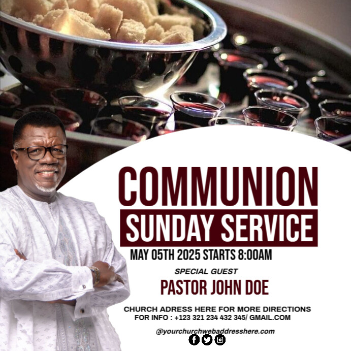 Communion Sunday service Template | PosterMyWall