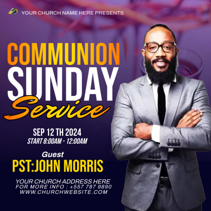 Communion Sunday service Template | PosterMyWall