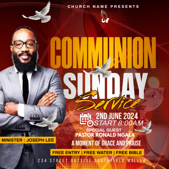 Communion Sunday service Template | PosterMyWall