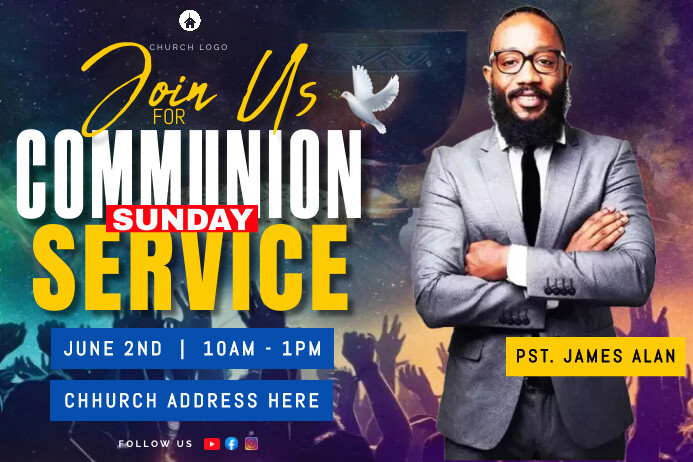 Communion Sunday service Template | PosterMyWall