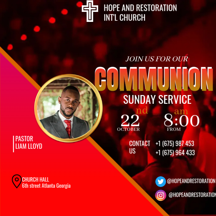 Plantilla de Del Servicio Dominical de La Comunión | PosterMyWall