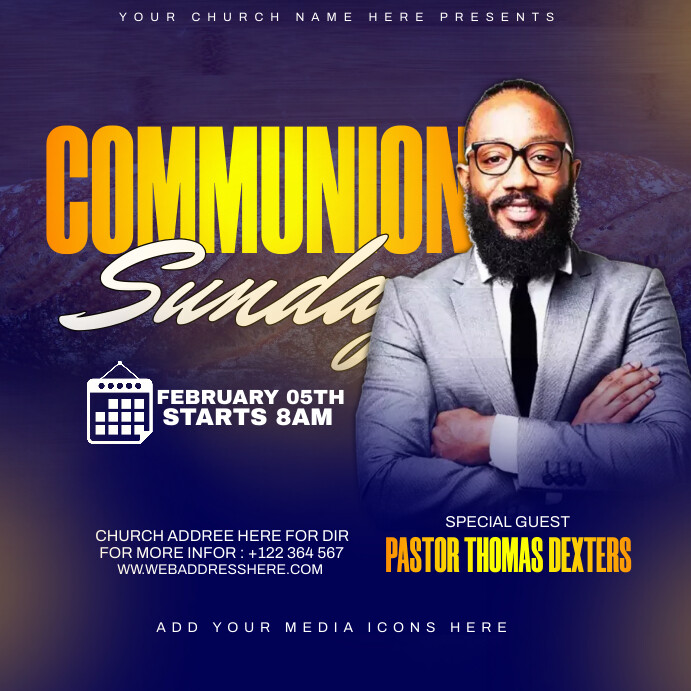 communion sunday service Template | PosterMyWall
