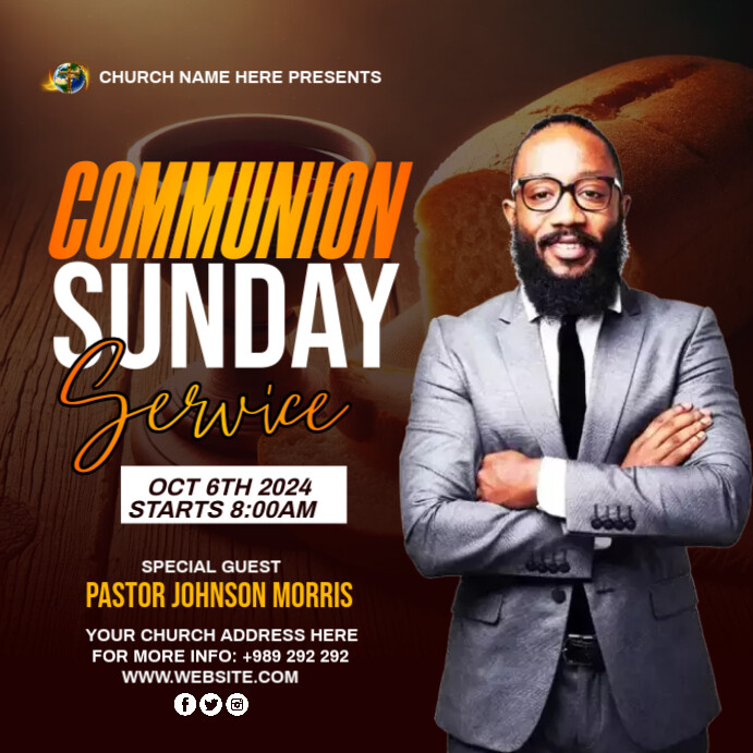 Communion Sunday service Template | PosterMyWall