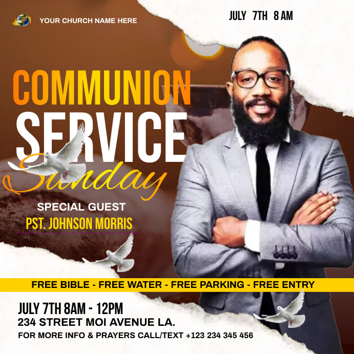 Communion Sunday service Template | PosterMyWall