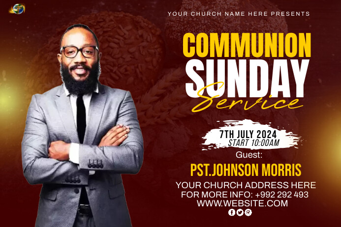 Communion Sunday service Template | PosterMyWall