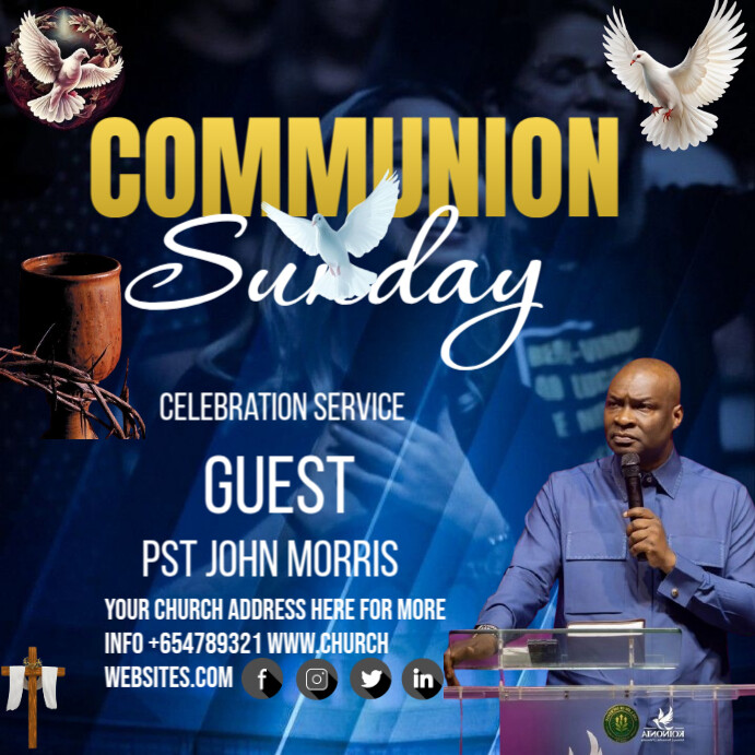 Communion Sunday service Template | PosterMyWall