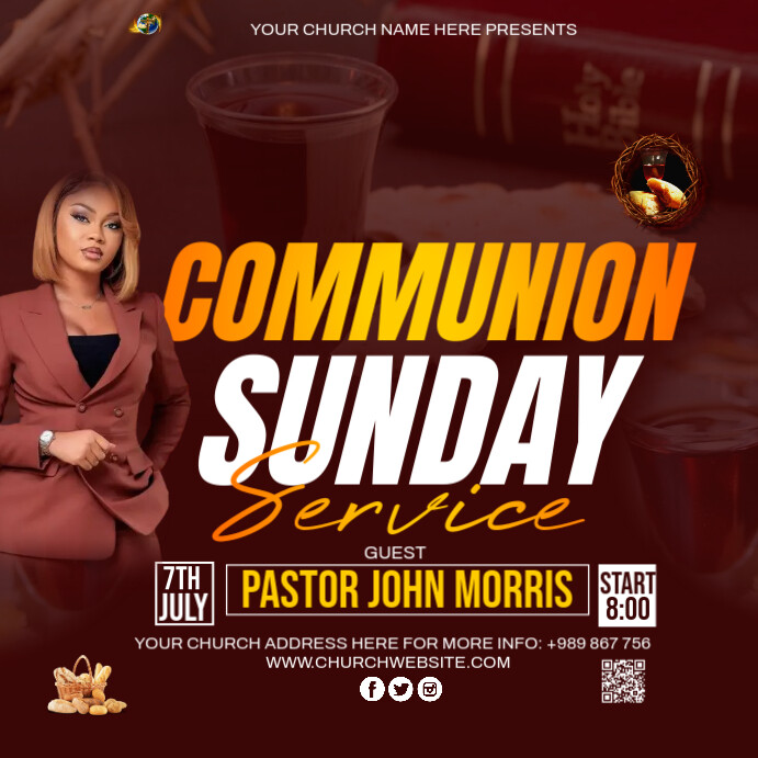 Communion Sunday service Template | PosterMyWall