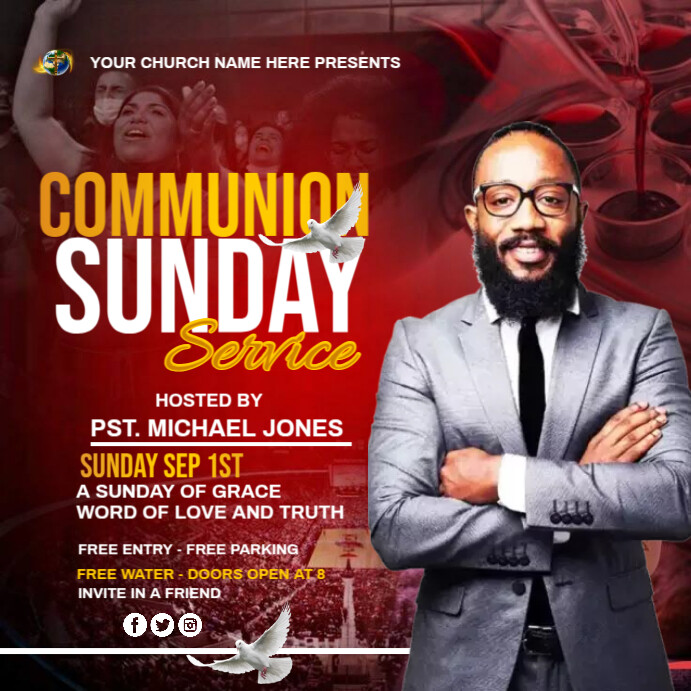 Communion Sunday Service Template | PosterMyWall