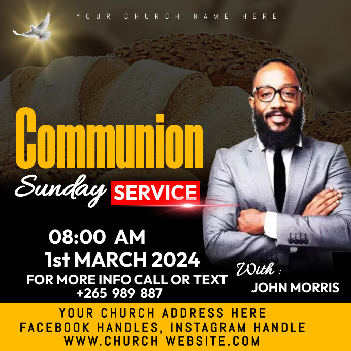 Communion sunday service Template | PosterMyWall