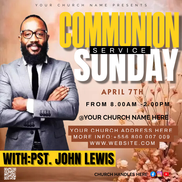 Communion Sunday Service Template | PosterMyWall
