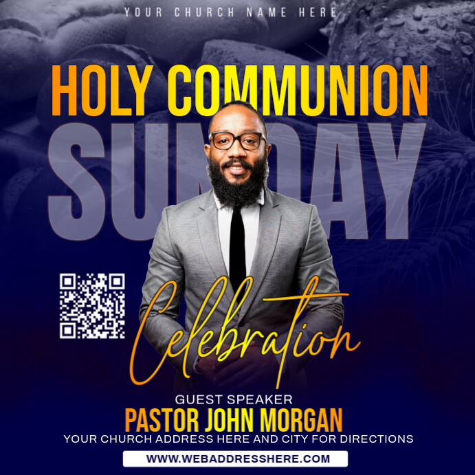 Communion Sunday service flyer Template | PosterMyWall