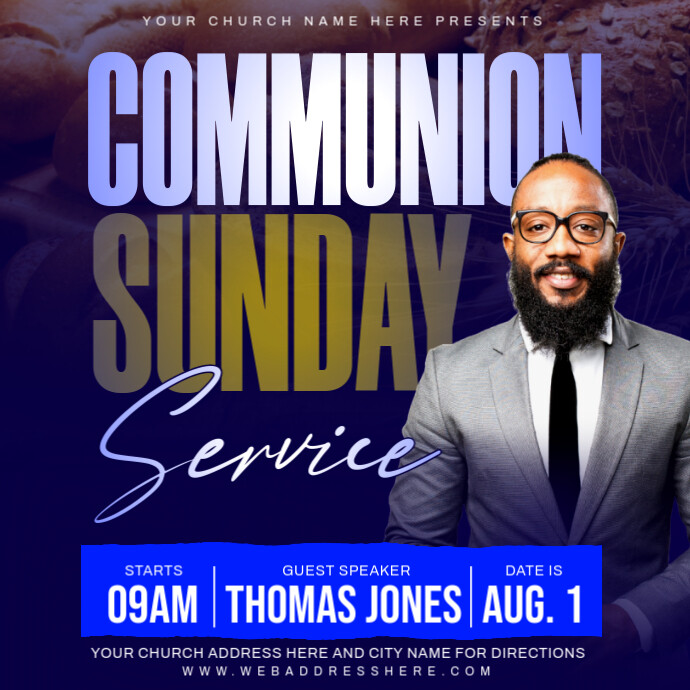 Communion Sunday service poster Template | PosterMyWall